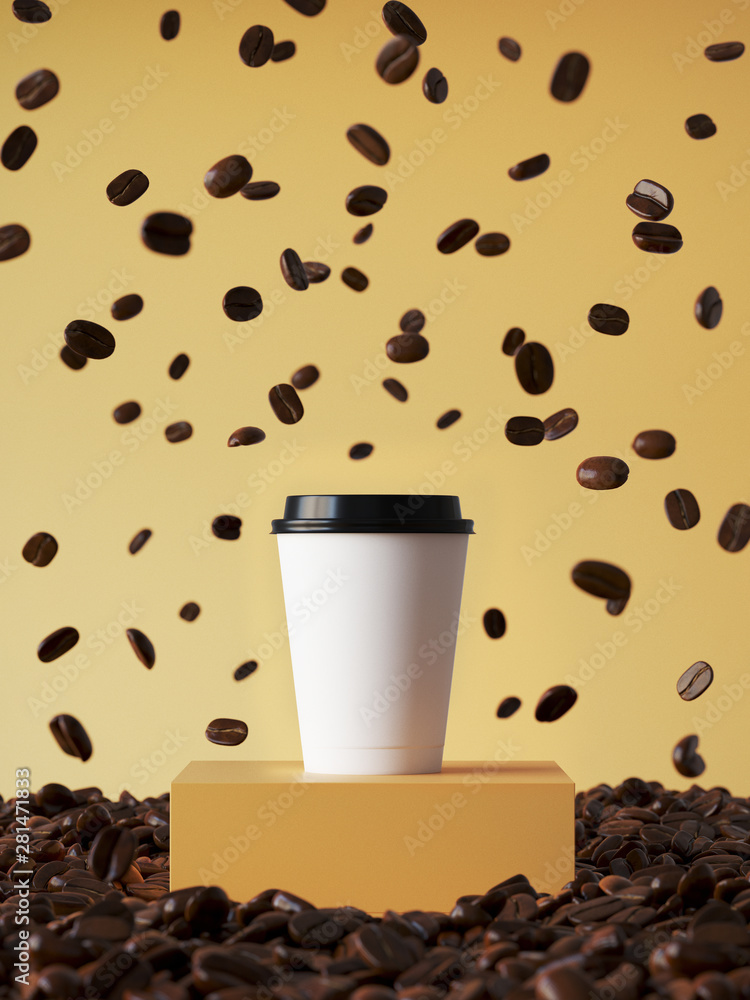 Minimal Beverage background for creative presentation.Brown podium and ...