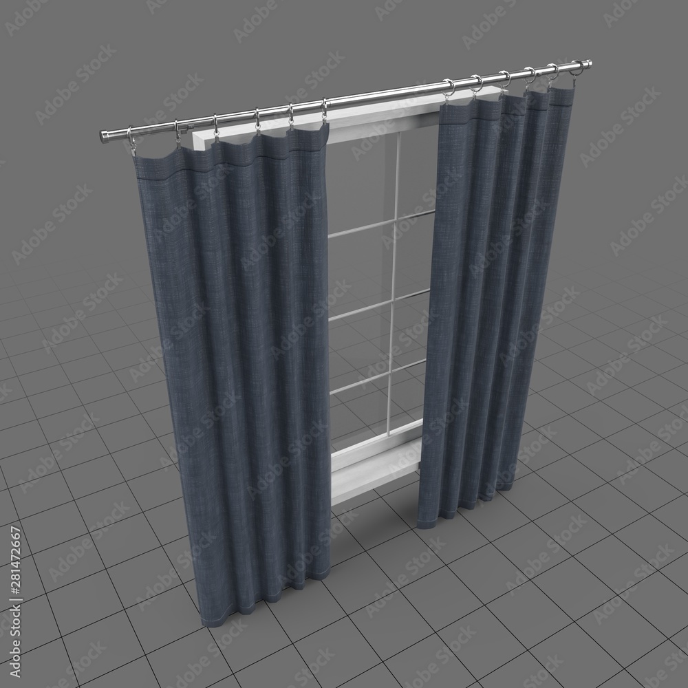Open window curtains Stock 3D 에셋 | Adobe Stock