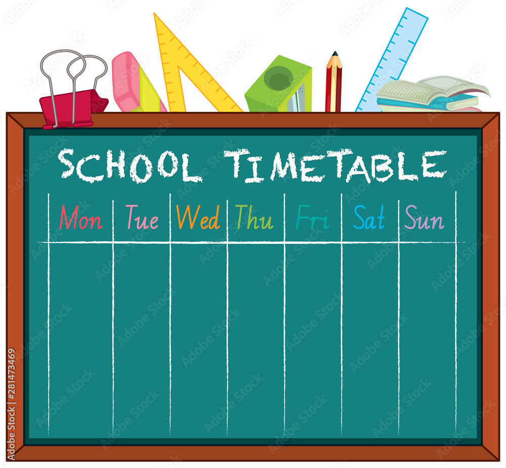 Timetable school planning with characters Stock Vector | Adobe Stock