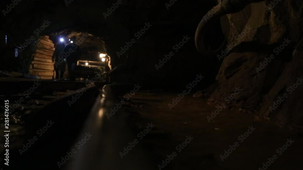 Mine Shaft. Interior of a mining shaft with diminishing perspective and ...