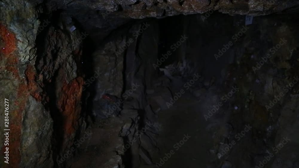 Mine Shaft. Interior of a mining shaft with diminishing perspective and ...