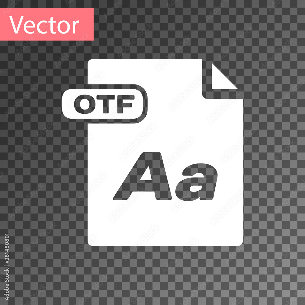 White OTF file document. Download otf button icon isolated on ...