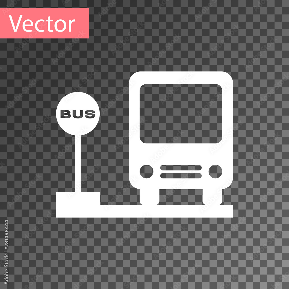 White Bus stop icon isolated on transparent background. Transportation ...
