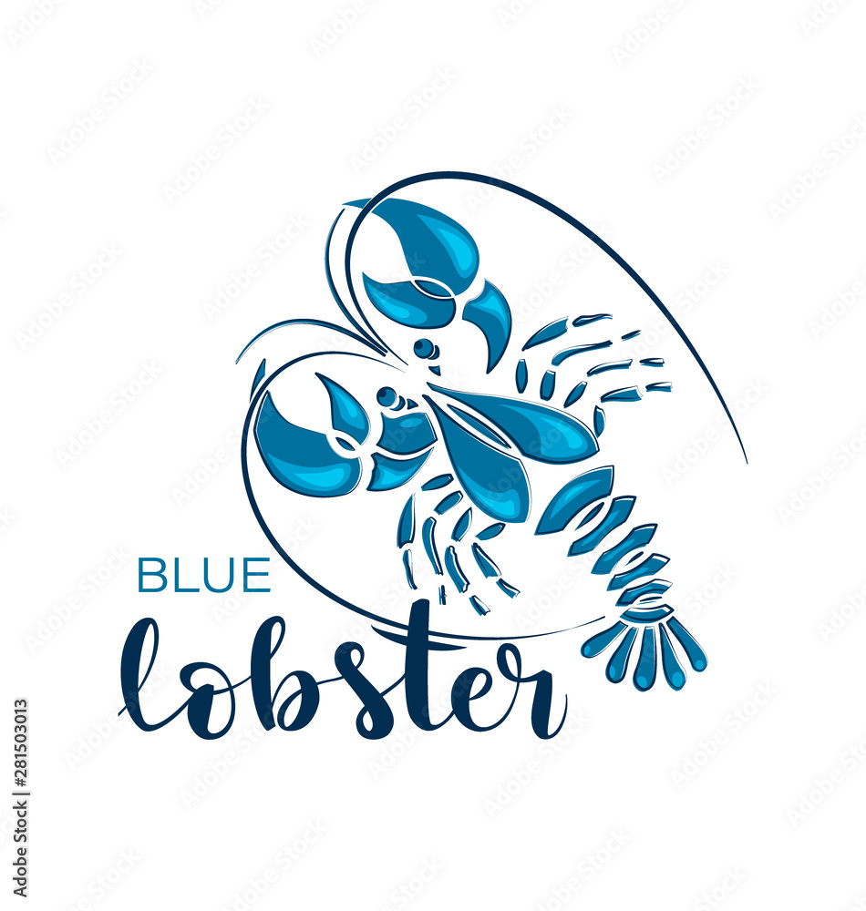 Vector blue lobster logo template. Seafood, craft beer, bar, shop of ...