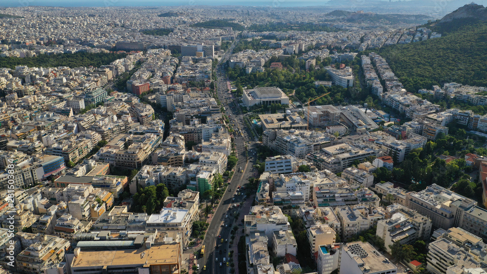 Aerial drone photo of Athens Metropolitan dense populated area in ...