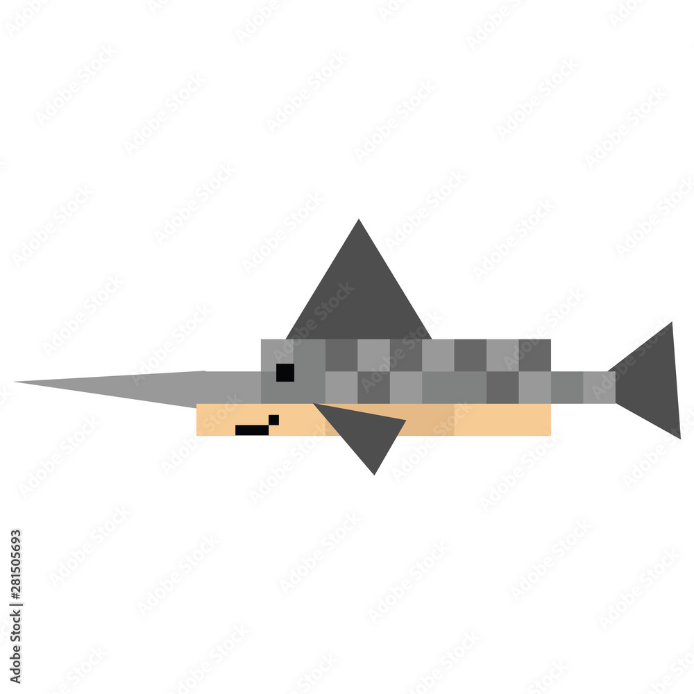 Cute 8 bit sailfish vector illustration. Swordfish pixel clipart ...