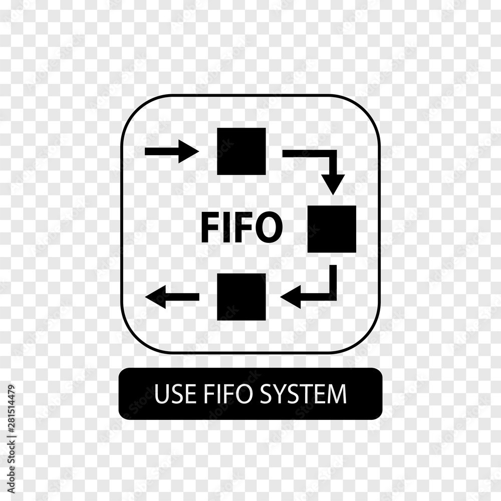 Use fifo system sign. Flat packaging symbol. Mail box icon isolated on ...