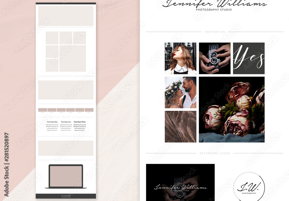 Brand Board Layout with Laptop Imagery Stock Template | Adobe Stock