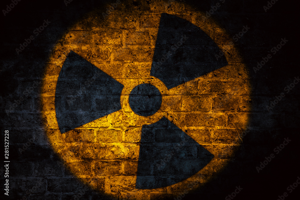 Nuclear energy radioactive (ionizing atomic radiation) round yellow ...