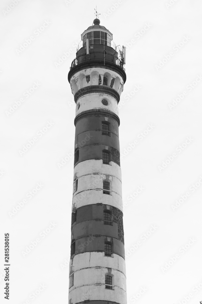 Tall lighthouse black and white background Stock Photo | Adobe Stock