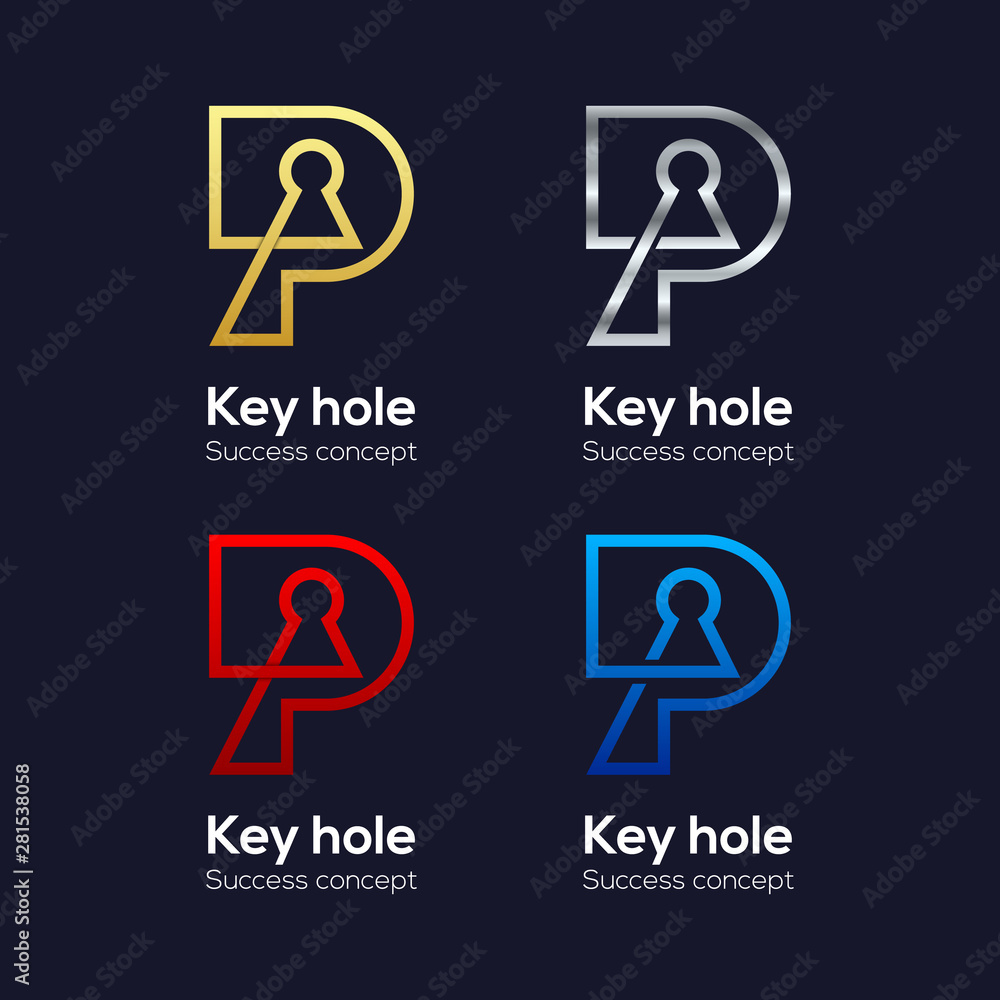 Vecteur Stock Letter P logotypes with Key hole Signs, Property and Real ...