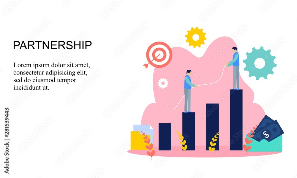 Business partnership relation concept idea with tiny people character ...