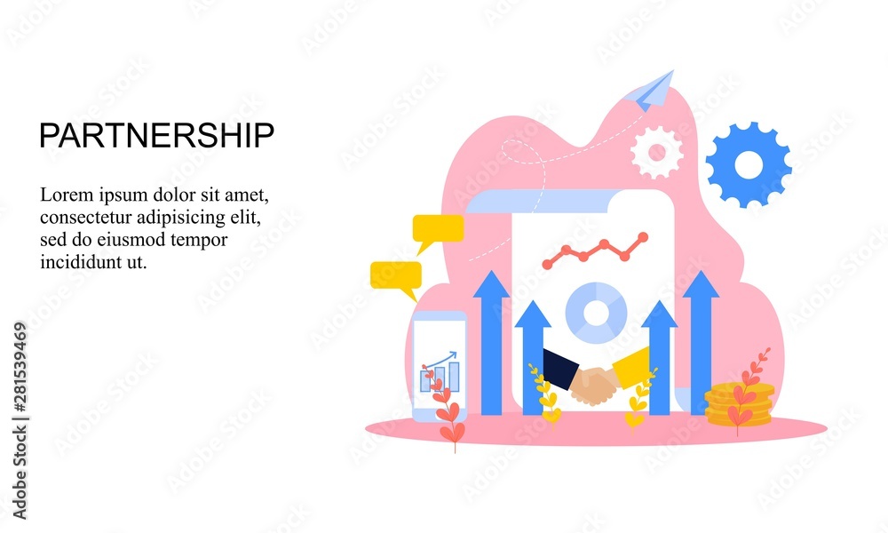 Business partnership relation concept idea with tiny people character ...