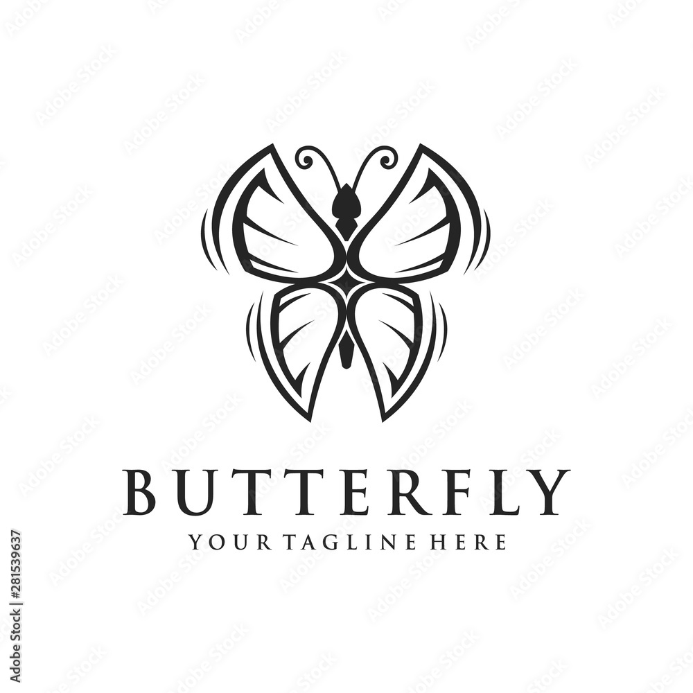 Butterfly simple logo design inspiration Stock Vector | Adobe Stock