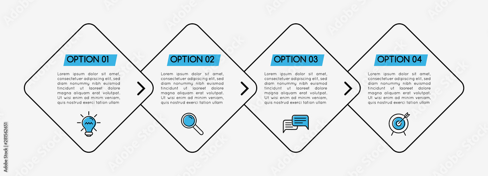 Diagram with 4 steps. Infograph. Vector Stock Vector | Adobe Stock
