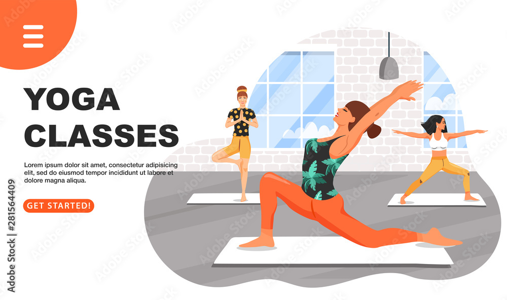 Healthy lifestyle and yoga concept. Sporty women practicing yoga. Girls ...