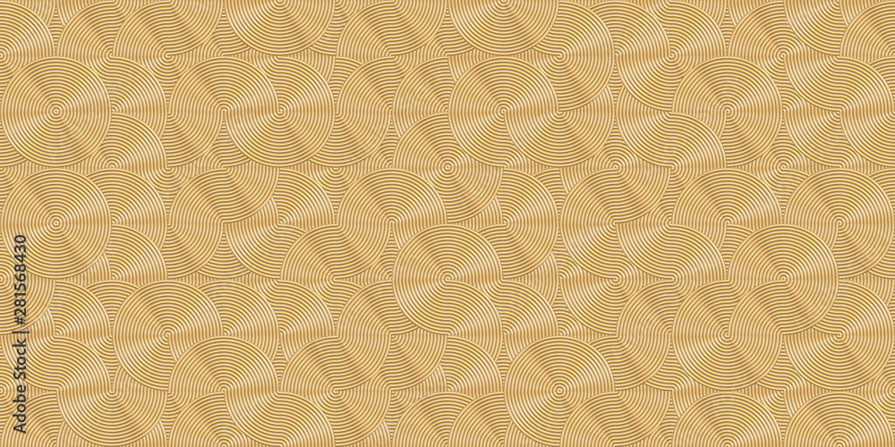 Vintage rings background. Metal circles pattern. Gold art deco seamless ...