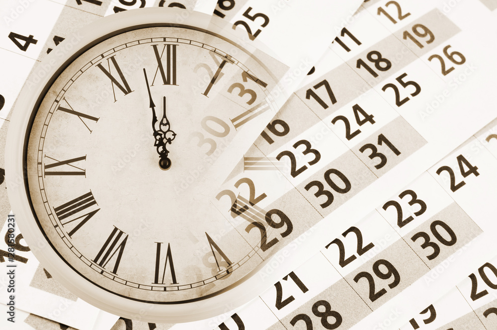 Collage with clock and calendar, time concept Stock Photo | Adobe Stock