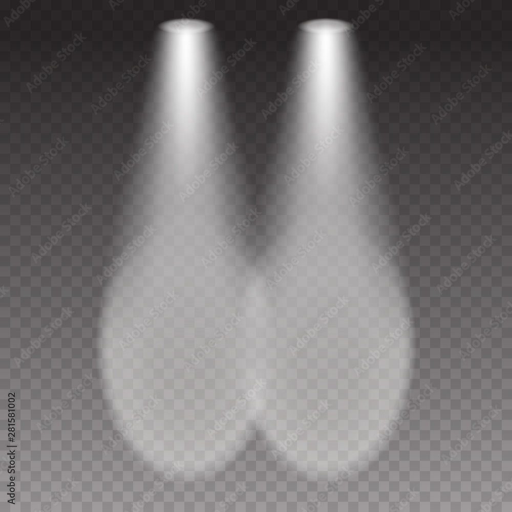 Vecteur Stock Cars headlight effect top view. White flares beams ...