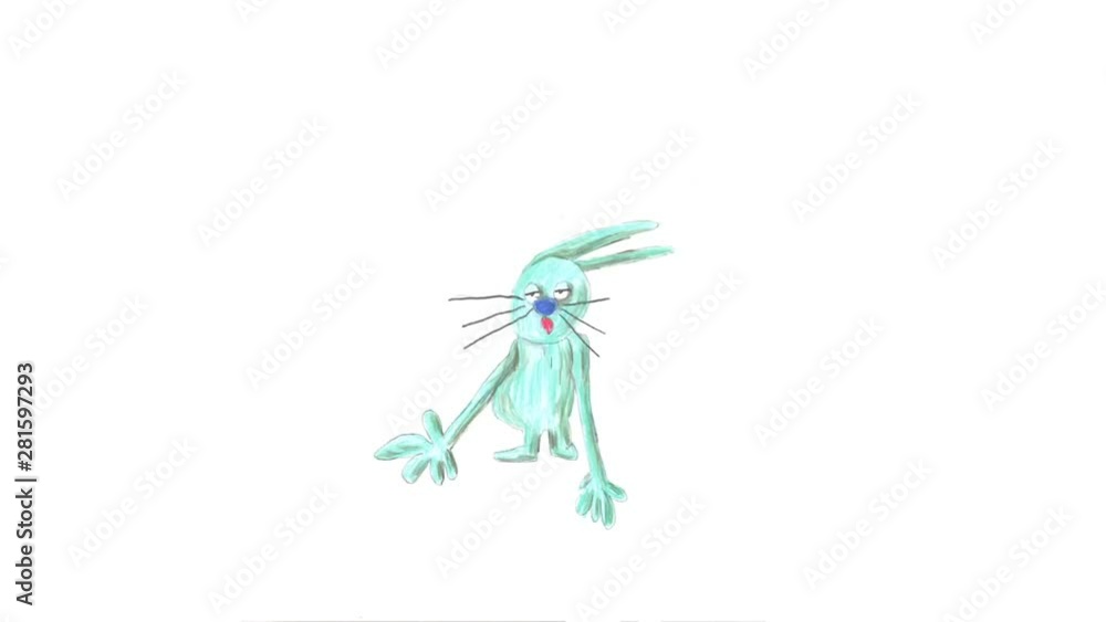 Stick figure 2d hand drawn rabbit shaking hands cartoon animation ...