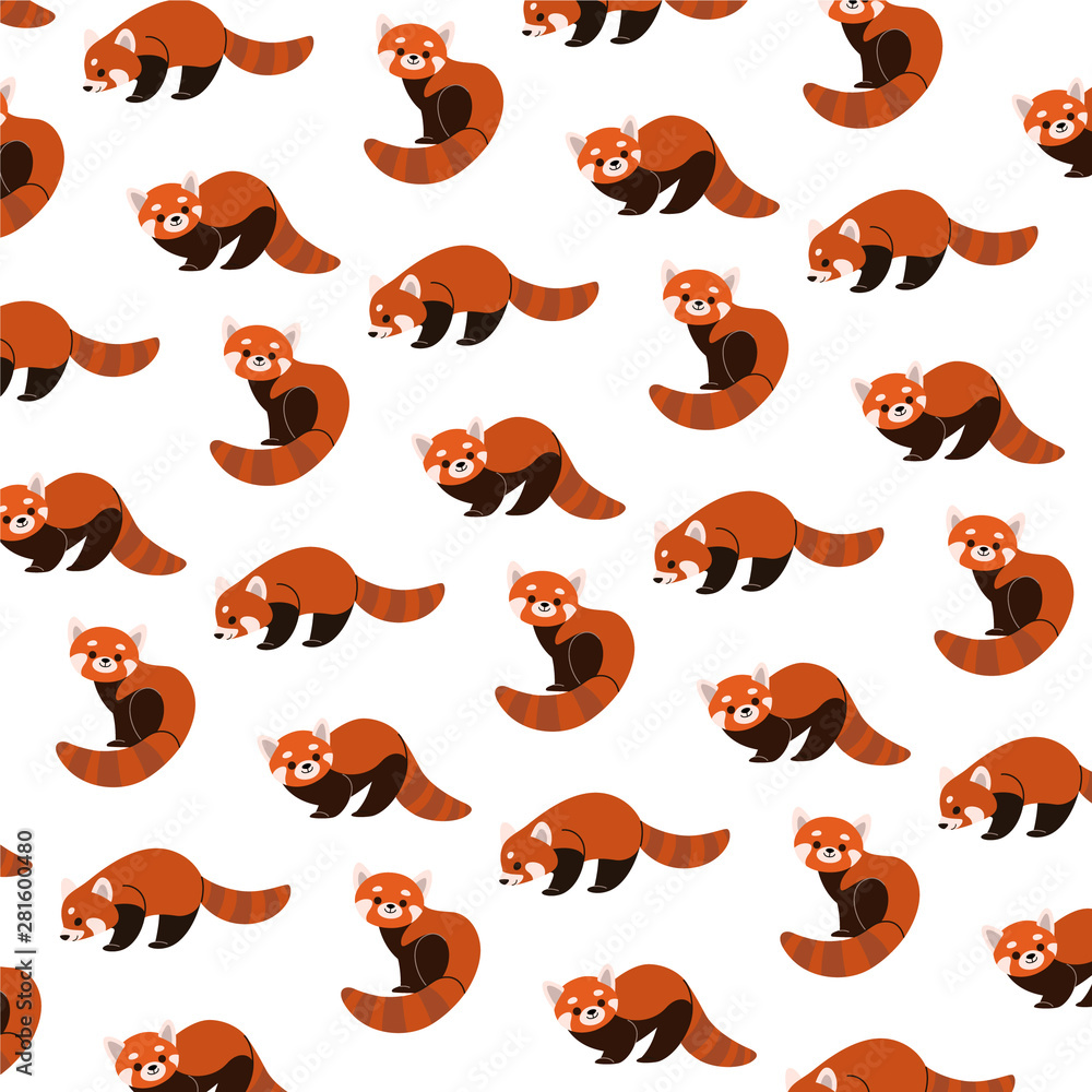 Cartoon happy red panda - simple trendy pattern with animals. Flat ...
