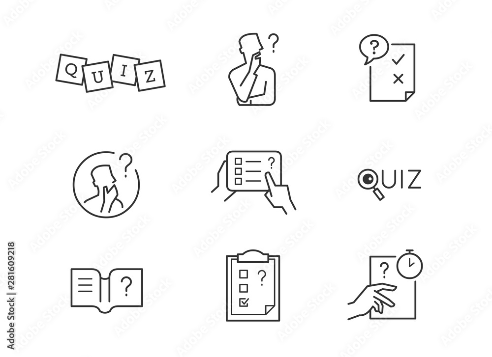 Quiz icons. Vector editable line. Stock Vector | Adobe Stock