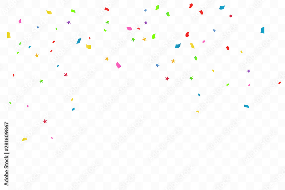 Colorful Confetti Star On Transparent Background. Celebration Party. Vector Illustration Stock ...