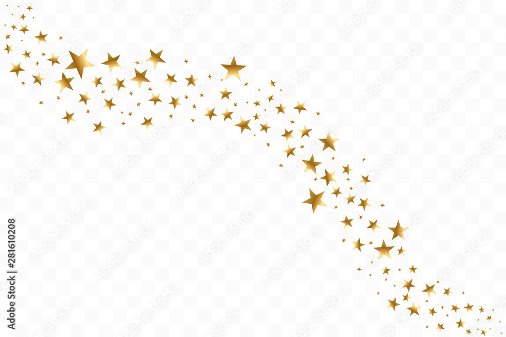 Falling golden stars. Cloud of golden stars isolated on transparent ...