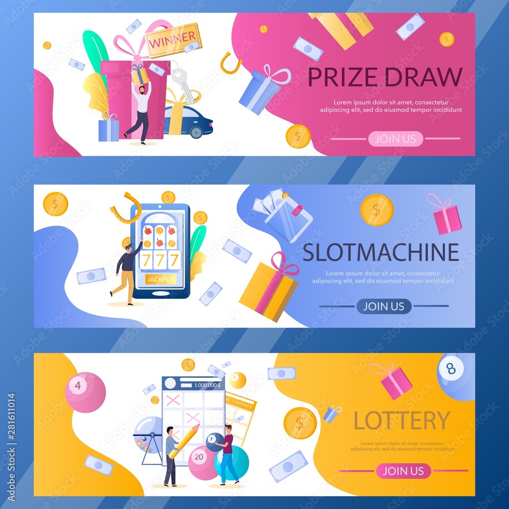 Lottery web banner template set, vector illustration Stock Vector ...