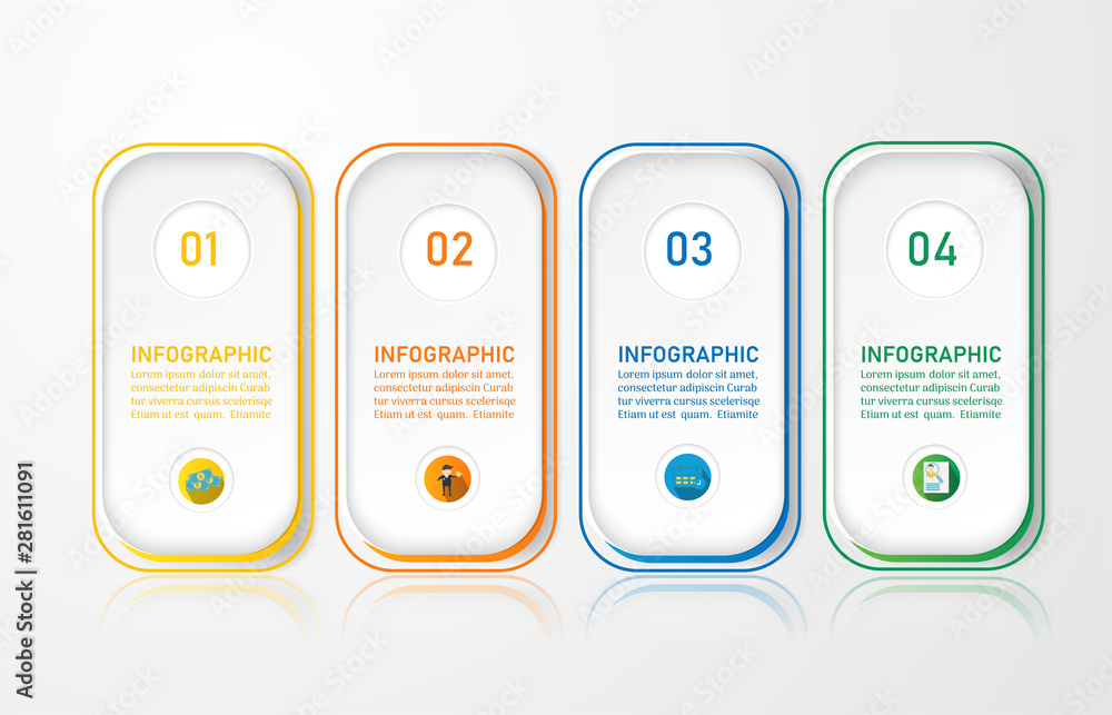 InDesign Business template 4 options or steps infographic chart element ...