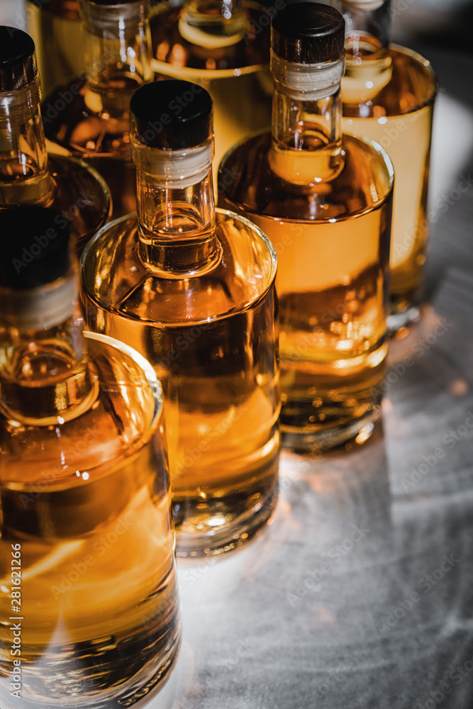 Small liquor production based on maple syrup. Multitude of pure alcohol ...