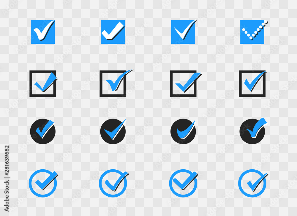 Set Check Mark Icon. Vector sign confirm. Tick symbol, vector ...