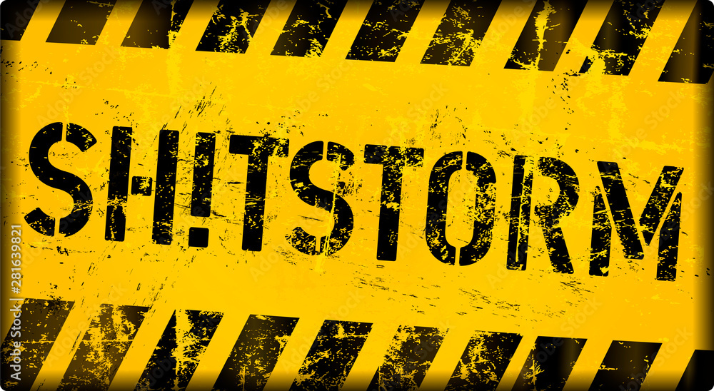 Shitstorm warning sign or icon, worn and grungy, vector illustration ...