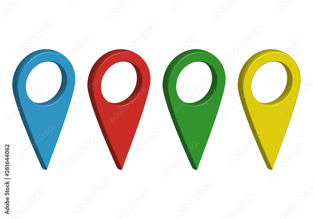 Marcadores de mapa de color azul, rojo, verde y amarillo. Stock Vector ...
