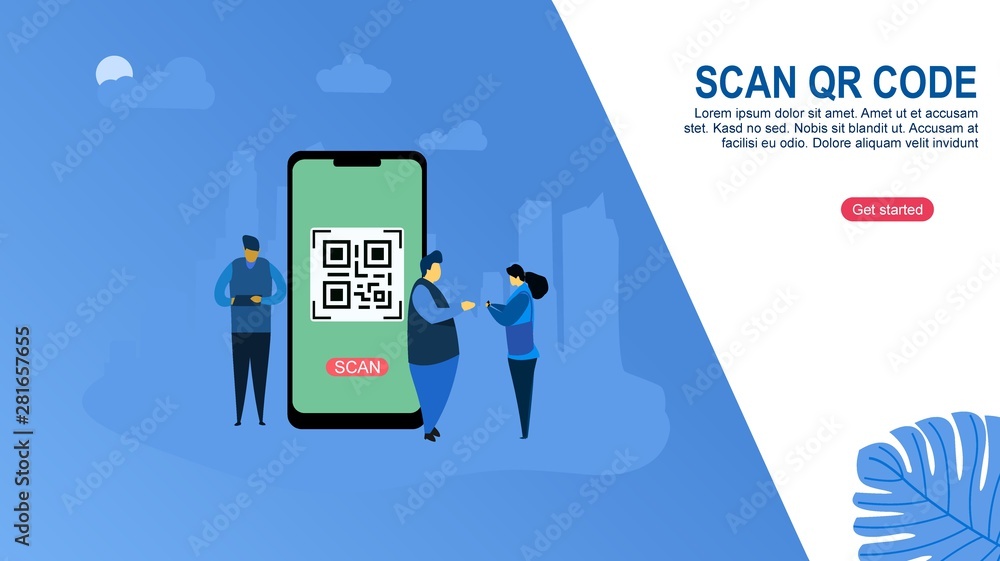 Website or landing page of QR code scanning vector illustration concept ...