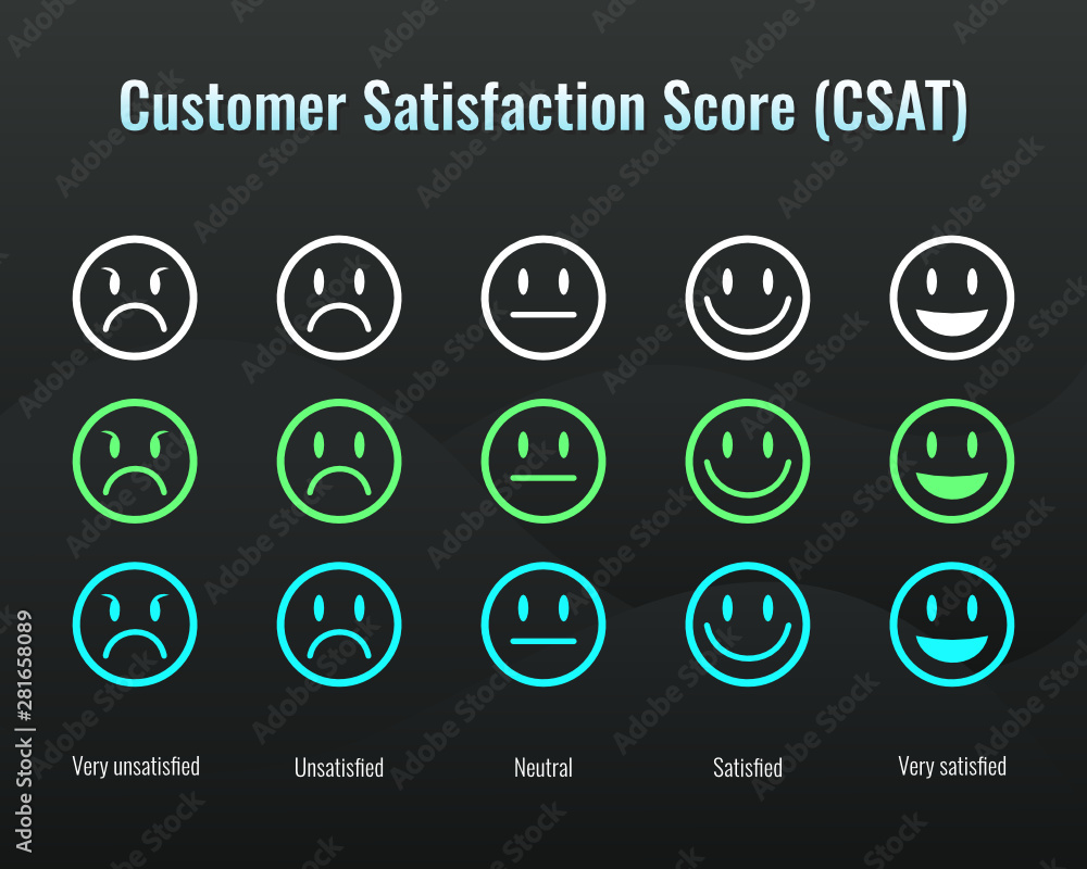 Customer Satisfaction Score (CSAT) survey emoticons icons set. Feedback ...