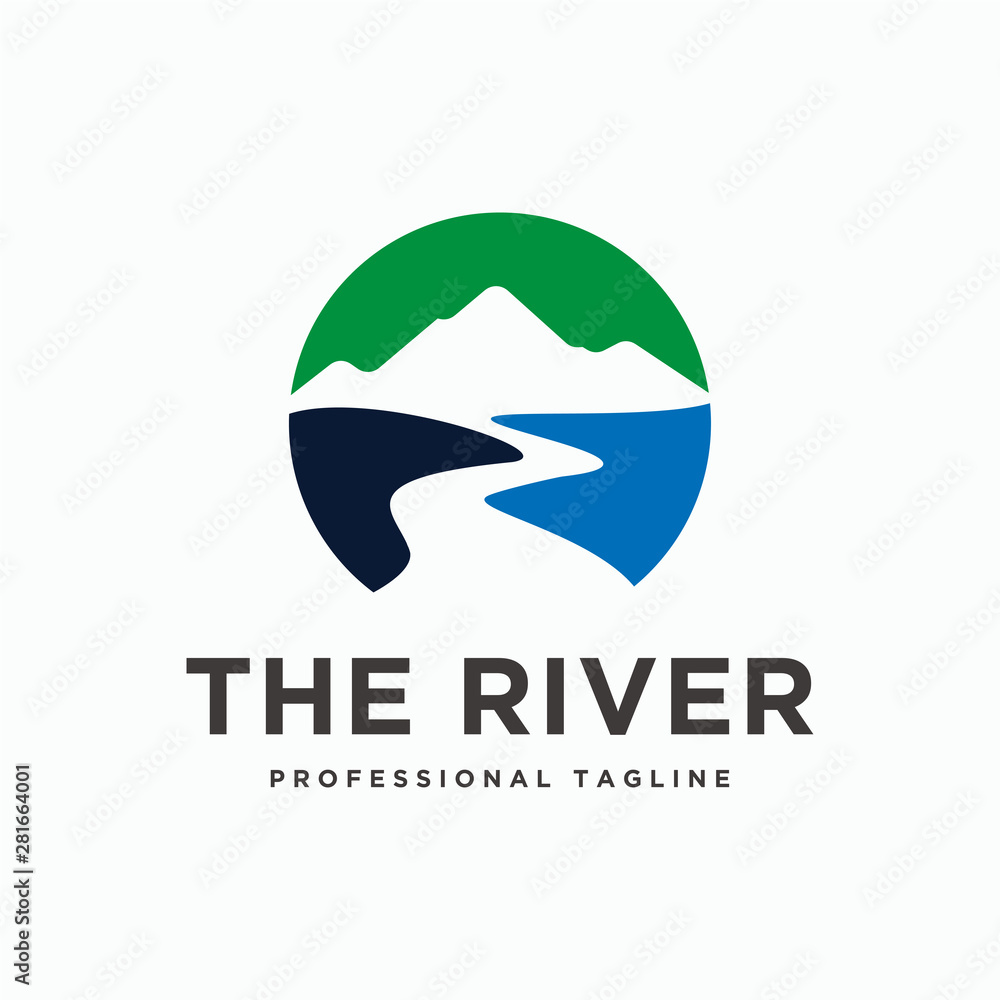 Mountain river logo design template vector Stock Vector | Adobe Stock