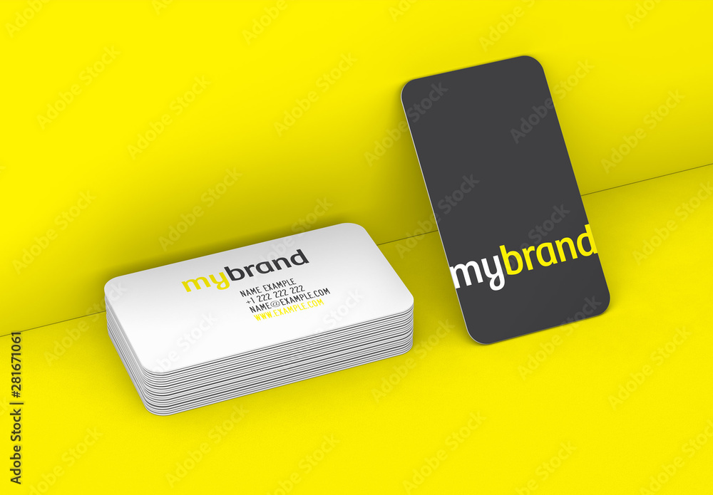 Rounded Edge Business Cards Mockup Stock Template | Adobe Stock