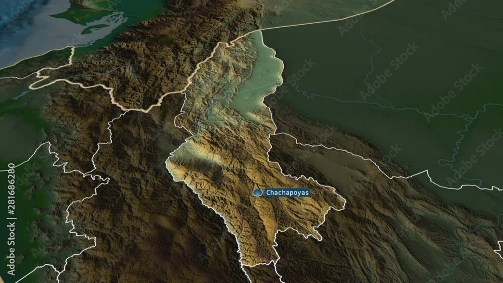 Amazonas - region of Peru with its capital zoomed on the physical map ...