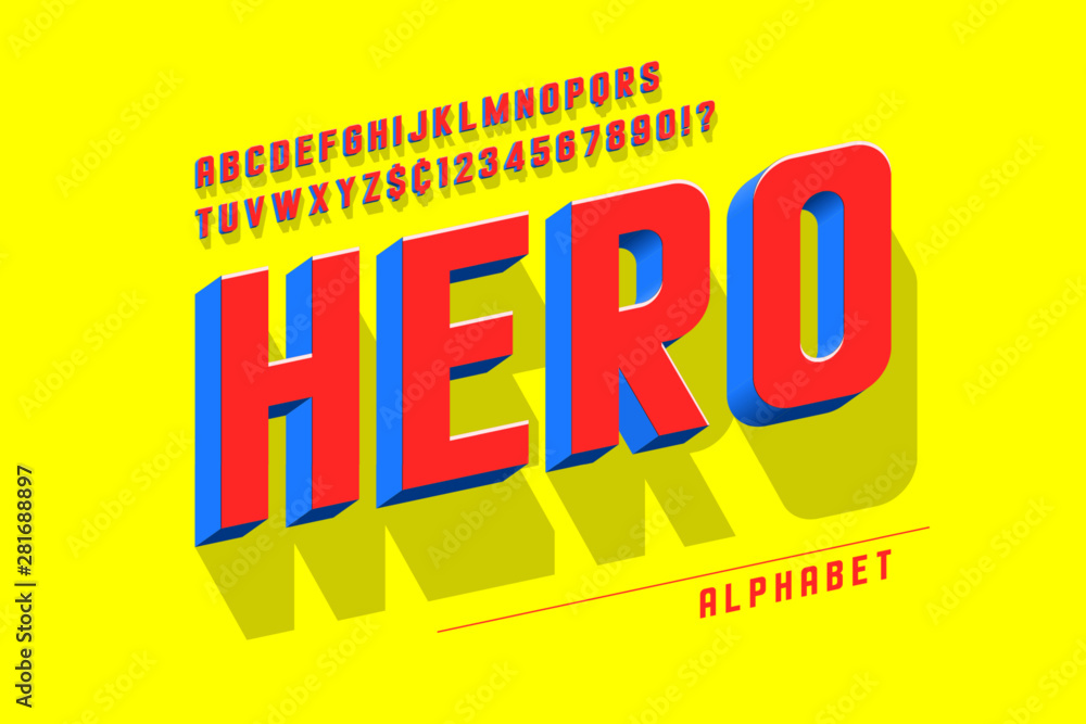Trendy 3d Comical Font Design Colorful Alphabet Typeface Stock Vector Adobe Stock