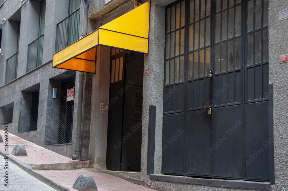 street mockup street store template signboard sign and circle on blank ...