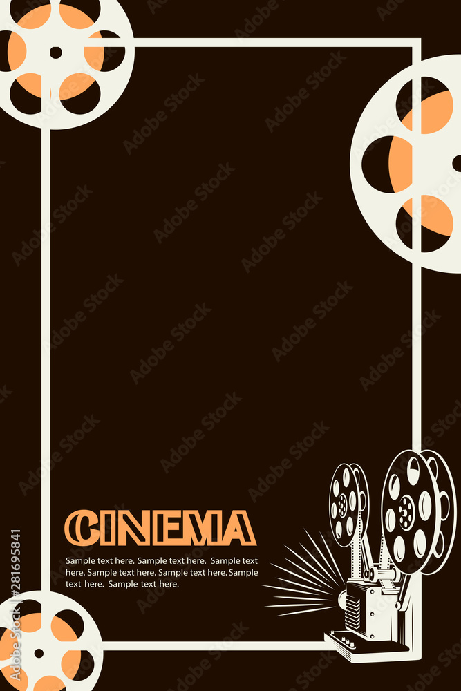 cinema poster with retro movie camera background Stock Vector | Adobe Stock