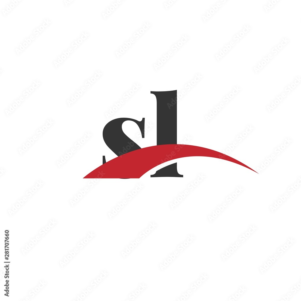 Initial Letter SL Swoosh Logo Red and Black Stock Vector | Adobe Stock