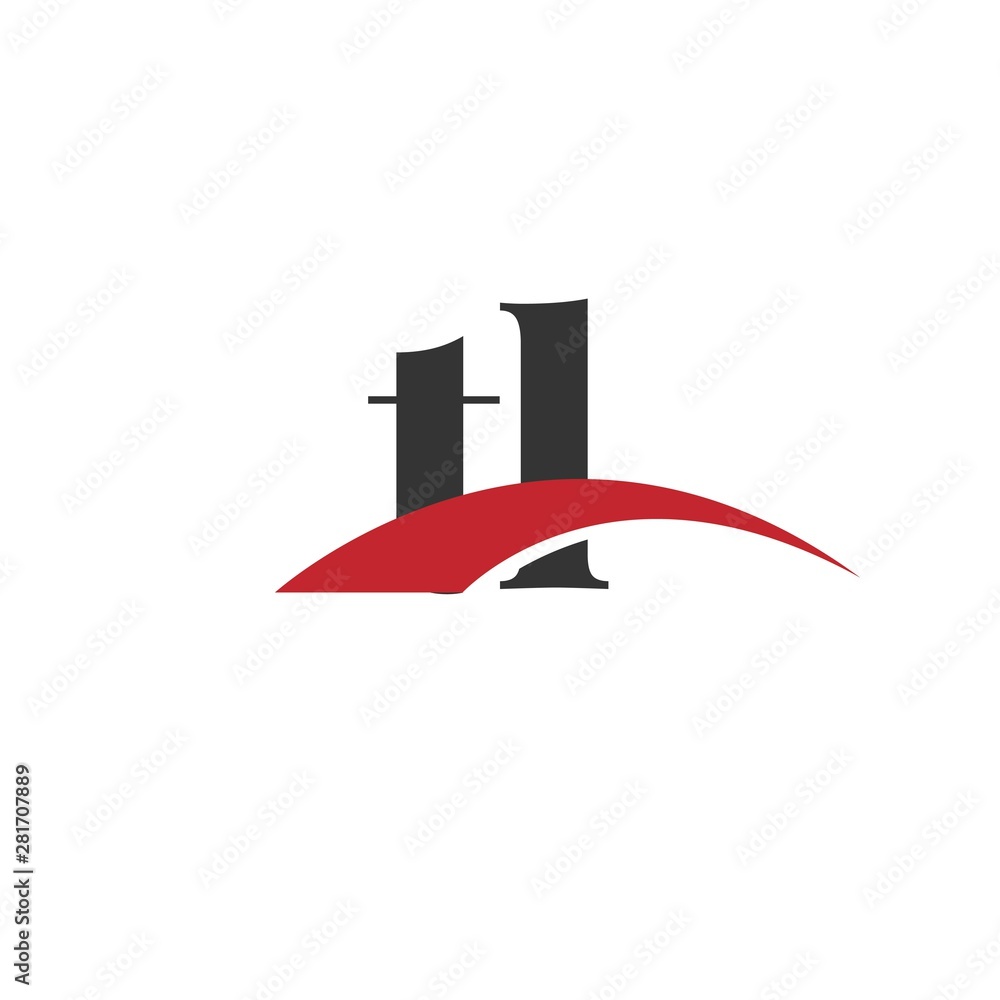Initial Letter TL Swoosh Logo Red and Black Stock Vector | Adobe Stock