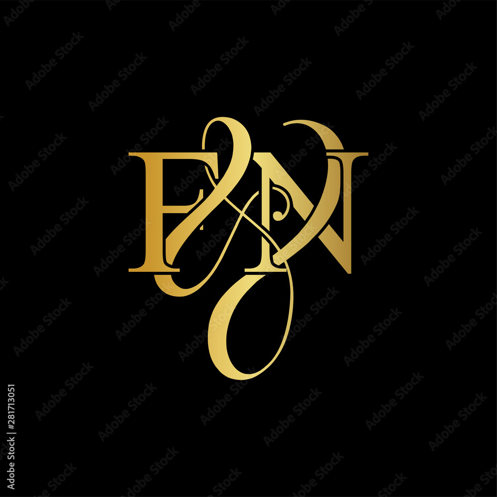 Initial letter F & N FN luxury art vector mark logo, gold color on ...
