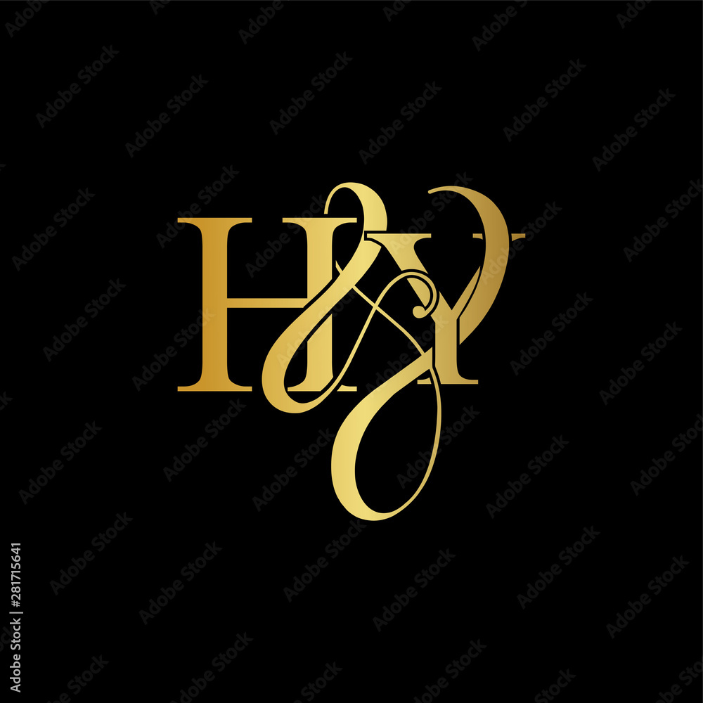Initial letter H & Y HY luxury art vector mark logo, gold color on ...