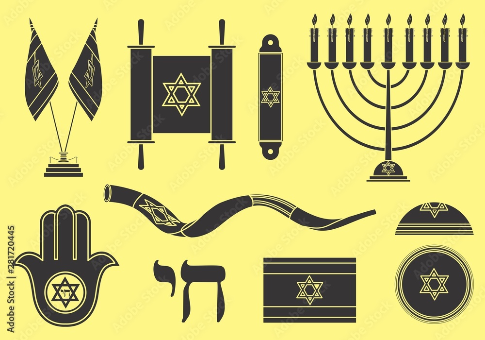 Jewish symbols colored. Stock Vector | Adobe Stock