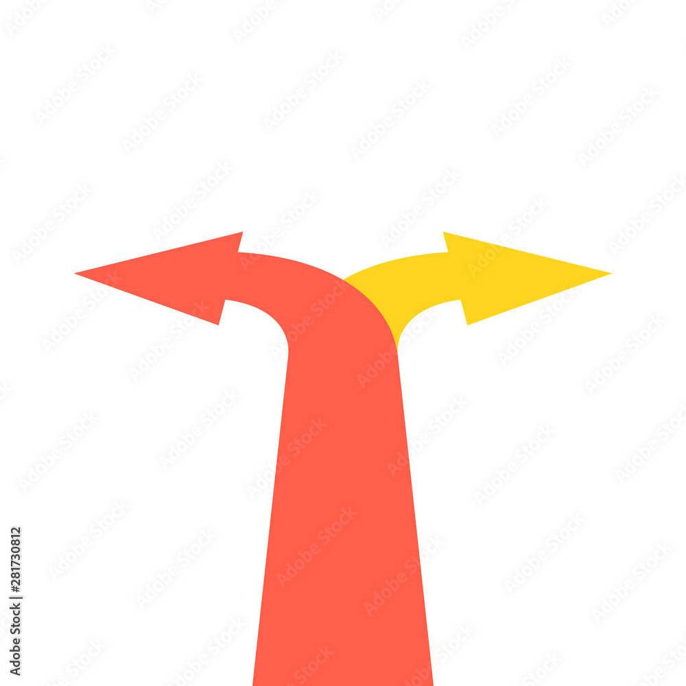 Two arrows pointing in different directions. Choice the way concept ...