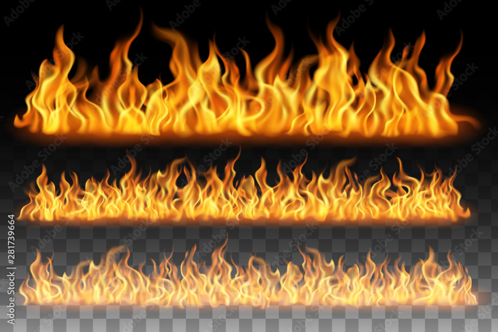Collection of flame effect isolated on transparent background Stock ...