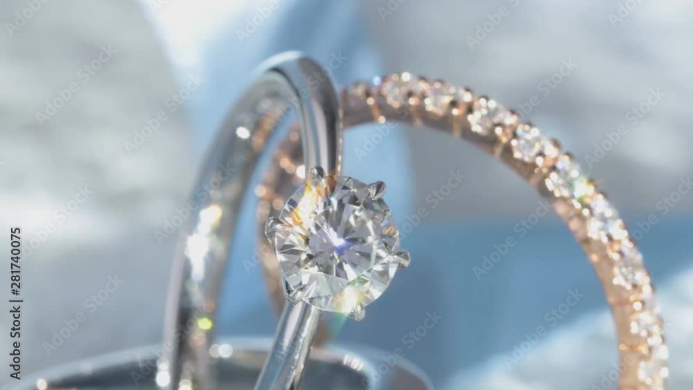 Beautiful view of the jewelry with sparkling diamonds. Stock Video ...